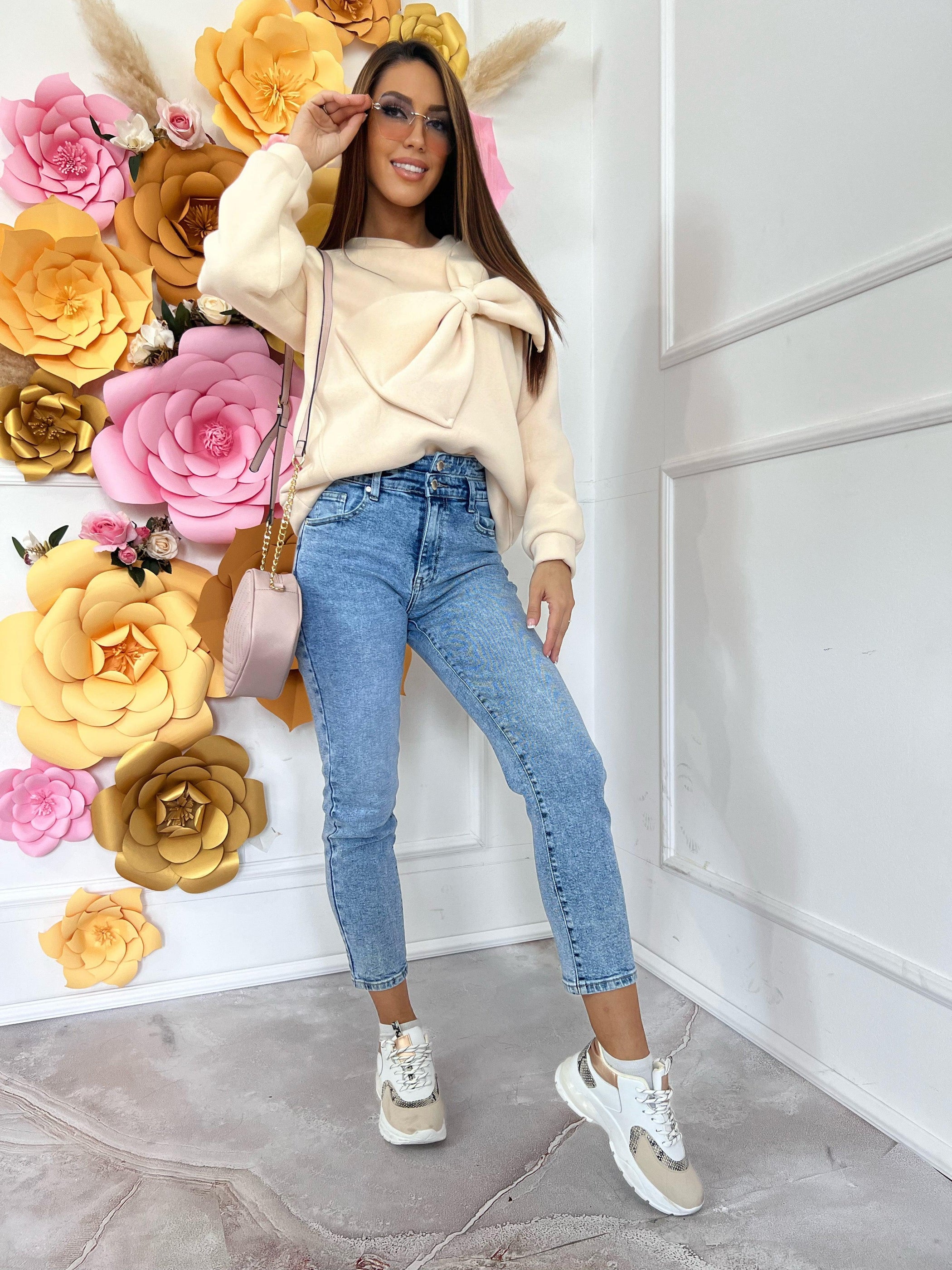 Ženska pamučna dukserica sa mašnom Mina - Termo duks za zimu — Contessa ...